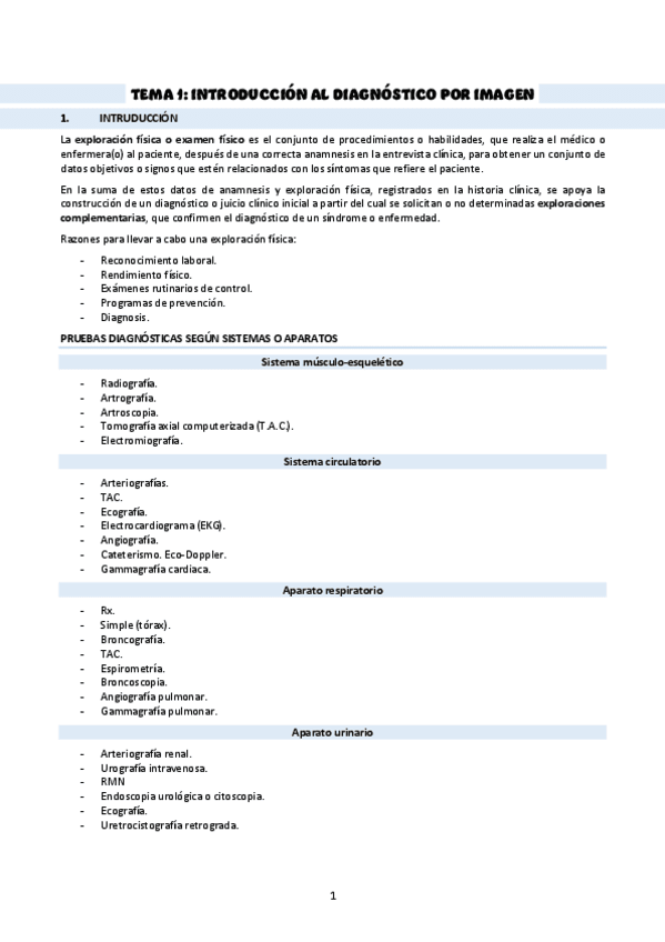 Apuntes de Diagnóstico por imagen. Cuidados enfermeros